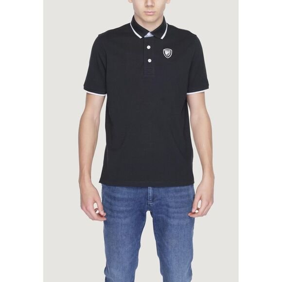 Blauer | Shirts | Blauer Black Cotton Polo Shirt With Button Fastening ...